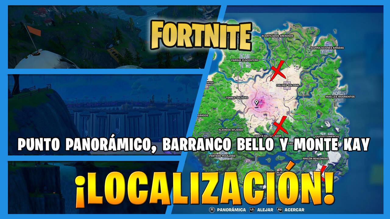 Fortnite - Dónde encontrar Punto Pintoresco, Barranco Bello y Monte Kay