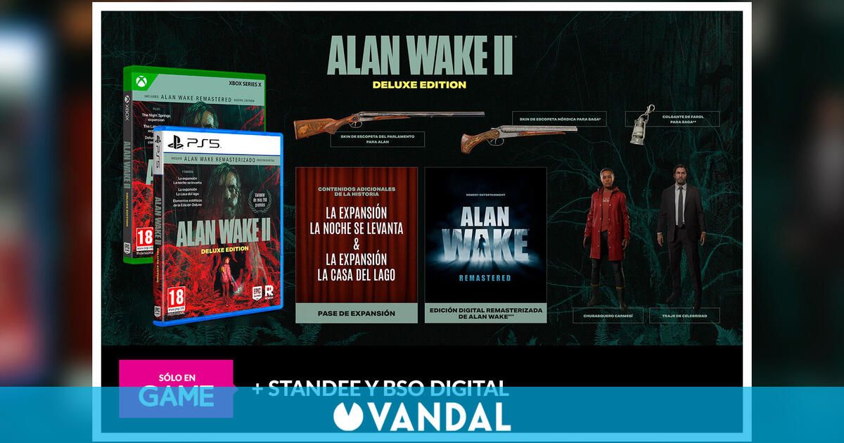 Reserva Alan Wake 2: Deluxe Edition en GAME y llévate dos regalos exclusivos - Vandal
