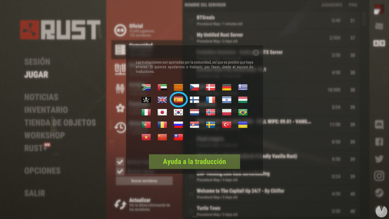 Rust: ¿Cómo poner en español y cambiar el idioma?