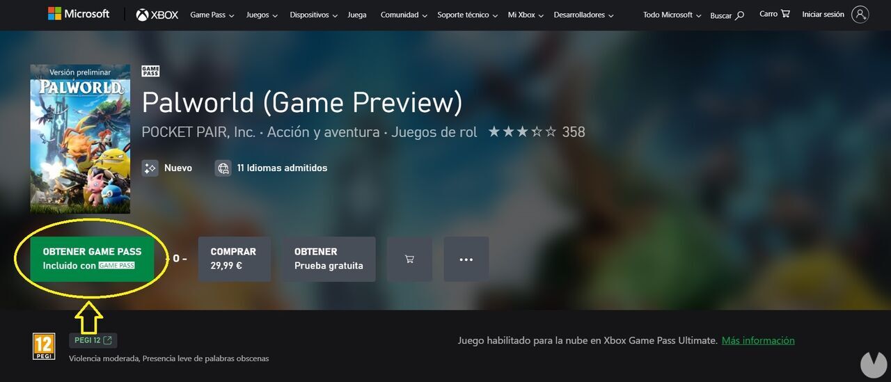 ¿Está Palworld incluido gratis en Xbox Game Pass?