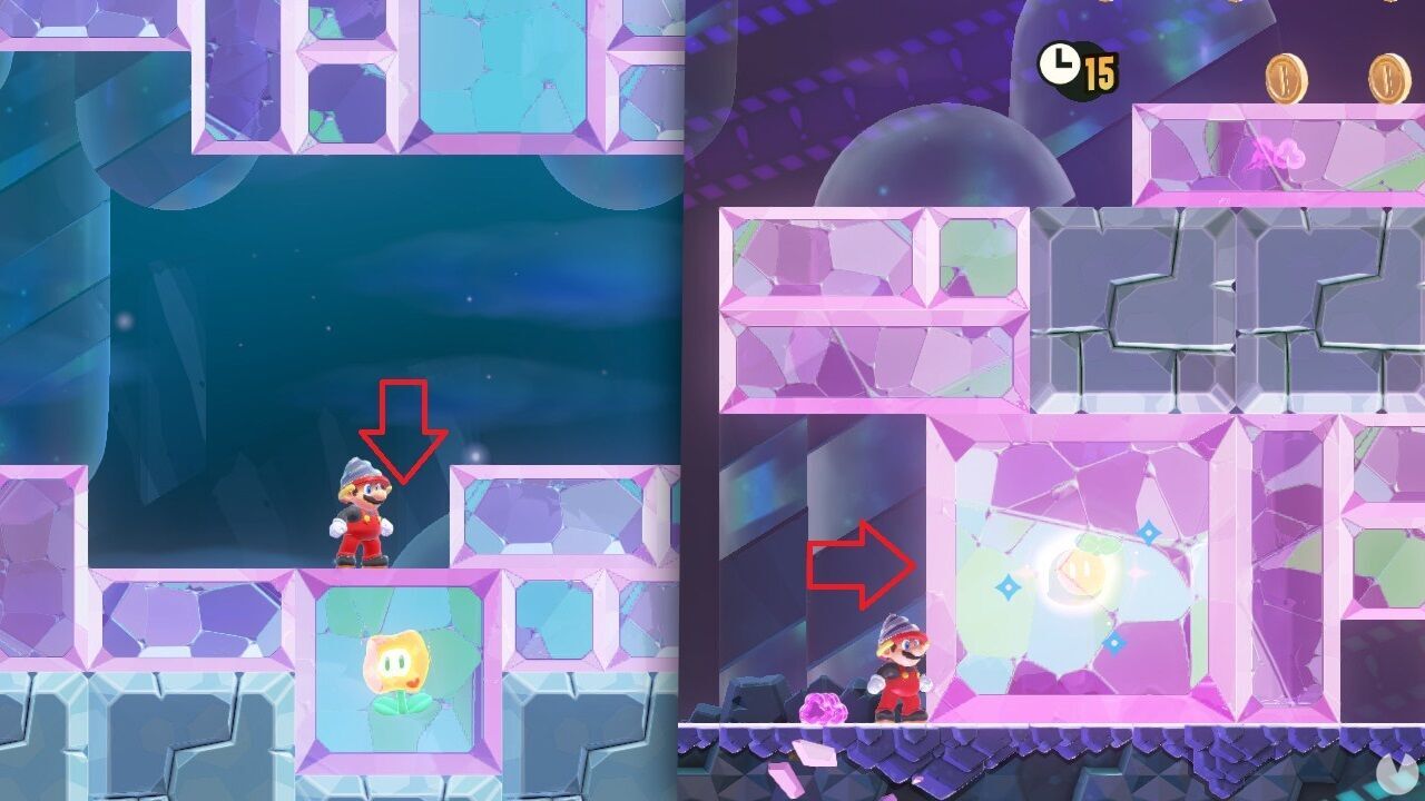 La cueva de los bloques gema al 100% en Super Mario Bros. Wonder: Todos ...