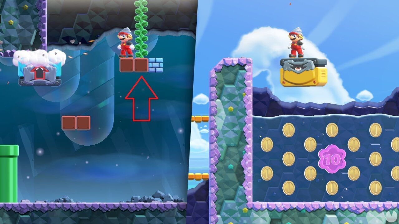 La cueva de los bloques gema al 100% en Super Mario Bros. Wonder: Todos ...