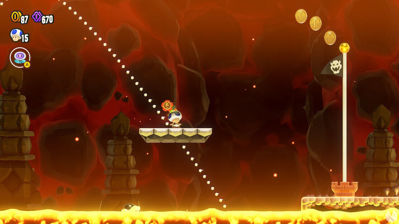 Plataformas sobre el río de lava al 100% en Super Mario Bros. Wonder ...