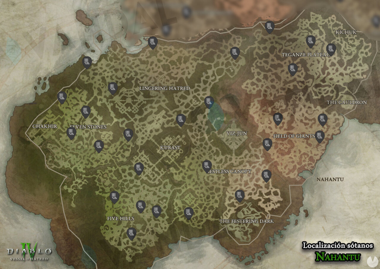 Mapa de Nahantu en Diablo 4: TODAS las mazmorras, fuertes ...