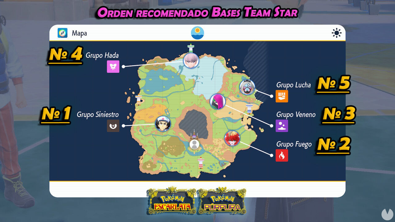 Vía Stardust y orden de bases del Team Star en Pokémon Escarlata y Púrpura