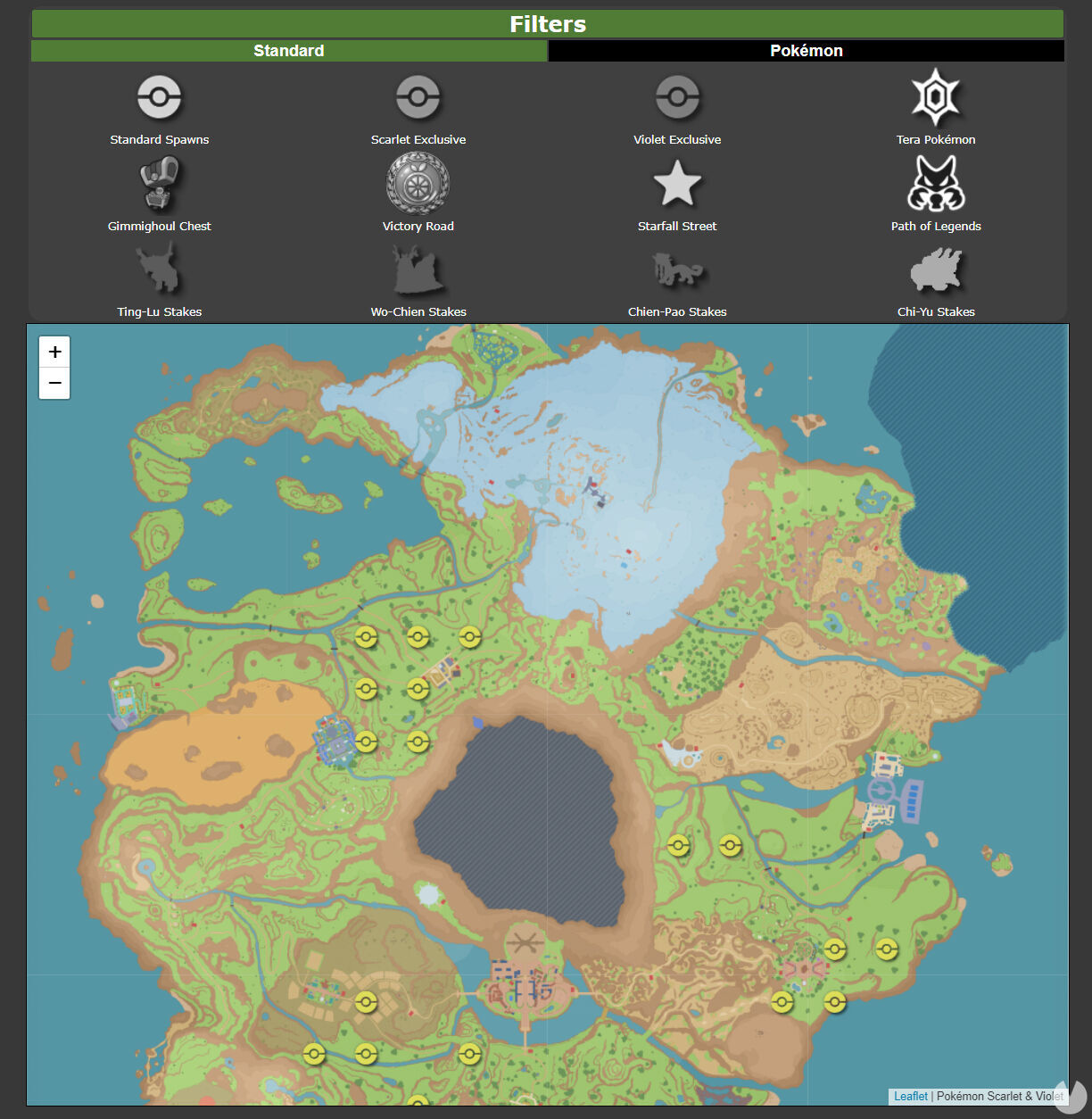 Mapa interactivo de Paldea con localizaciones de Pokémon de Escarlata y ...