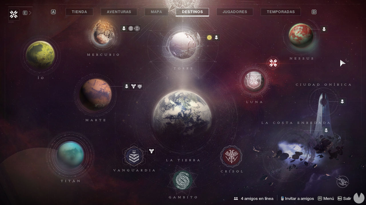 Todos los planetas y sus actividades en Destiny 2