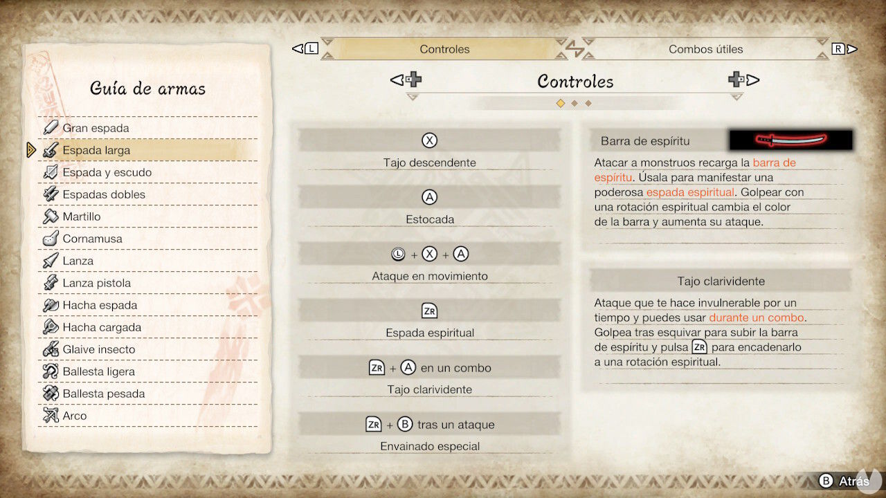 Espada larga en Monster Hunter Rise: Tutorial y combos