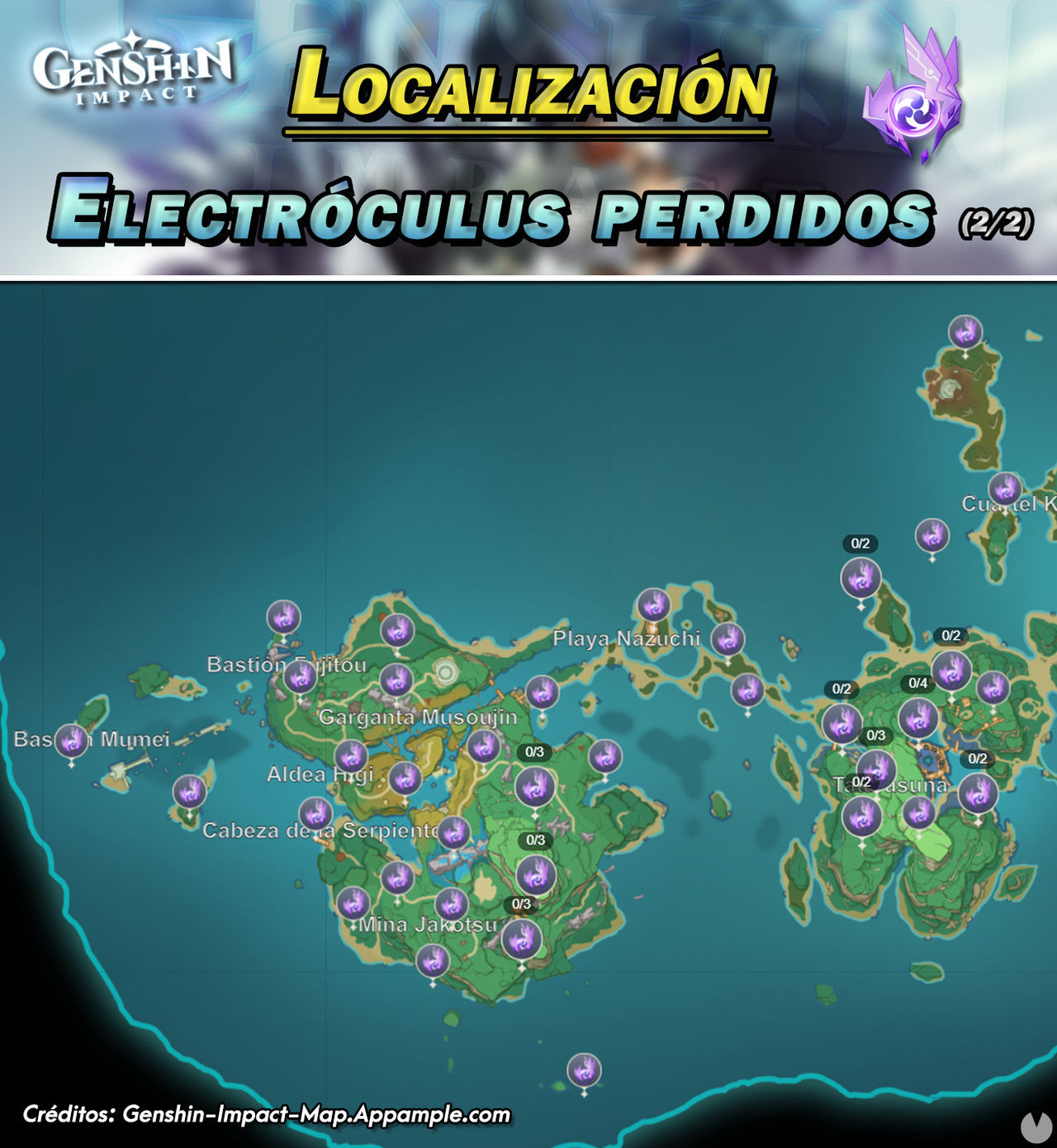 Electróculus de Genshin Impact: Localización de TODOS los orbes de Inazuma