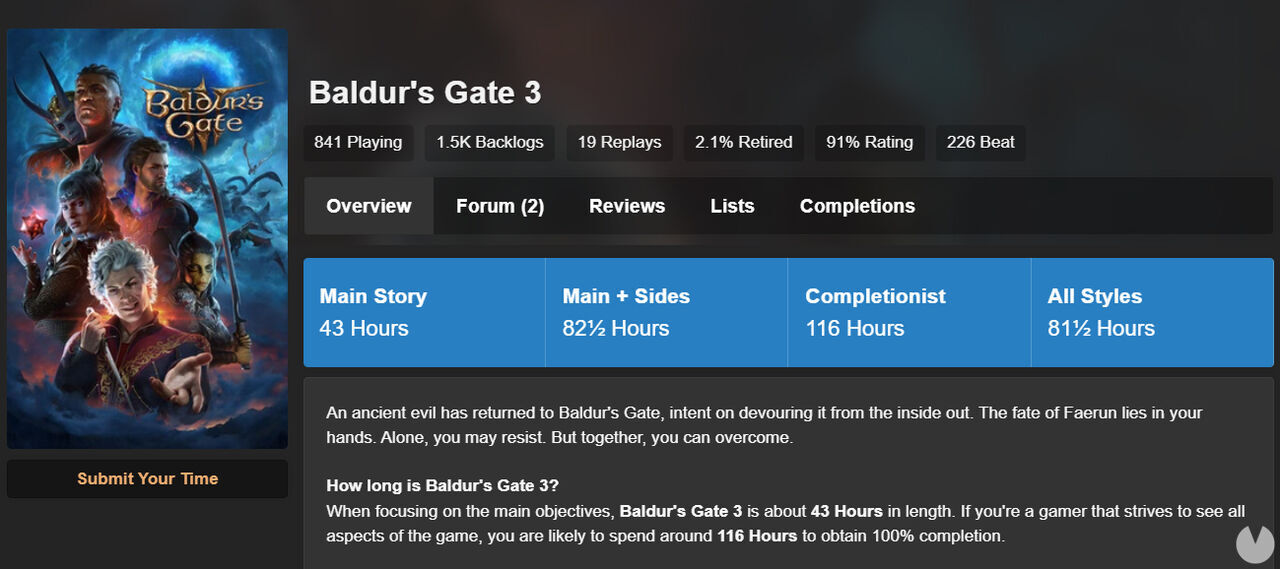 ¿Cuánto dura exactamente Baldur's Gate 3?: Duración de la historia y el 100%